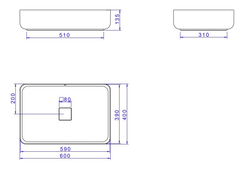 Cuba Deca Retangular de Apoio 60 cm Branca L.13060.17