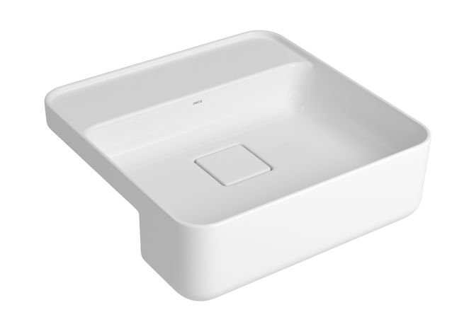 Cuba de Semiencaixe Deca Slim Quadrada com mesa 40 cm Branca L.61040.M.17